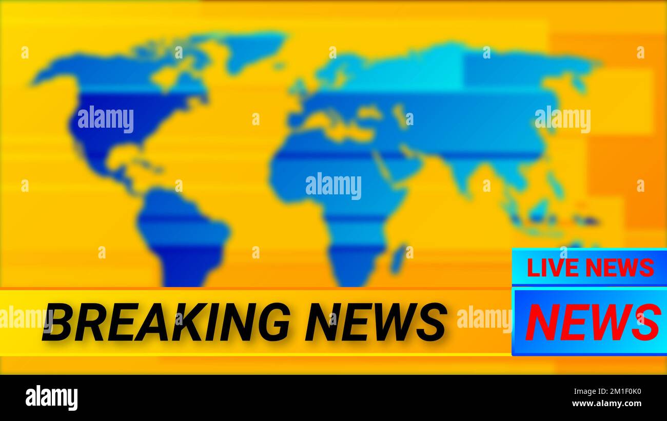 breaking news and live news illustration on blur yellow background ...