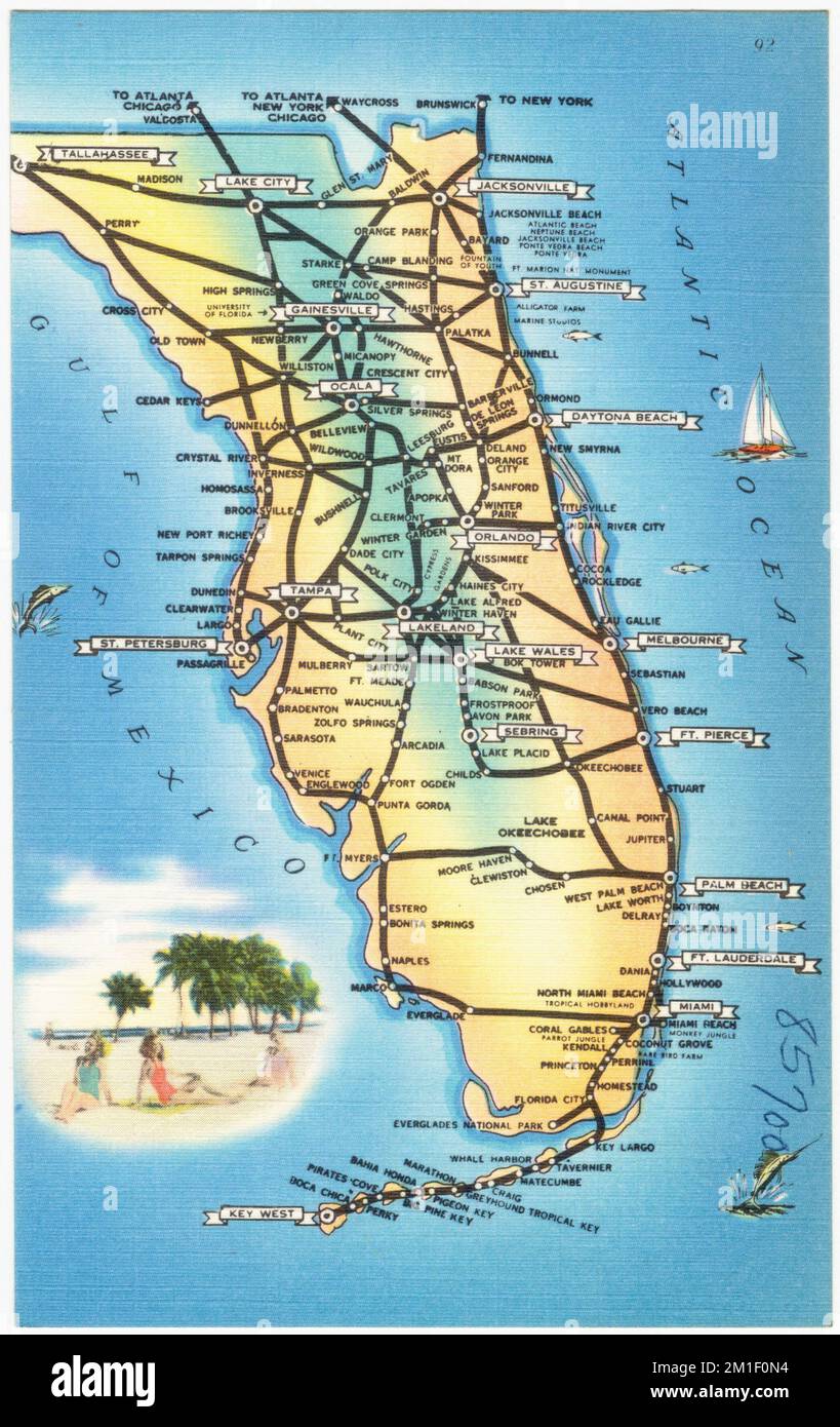 Florida map 20th century hi-res stock photography and images - Alamy