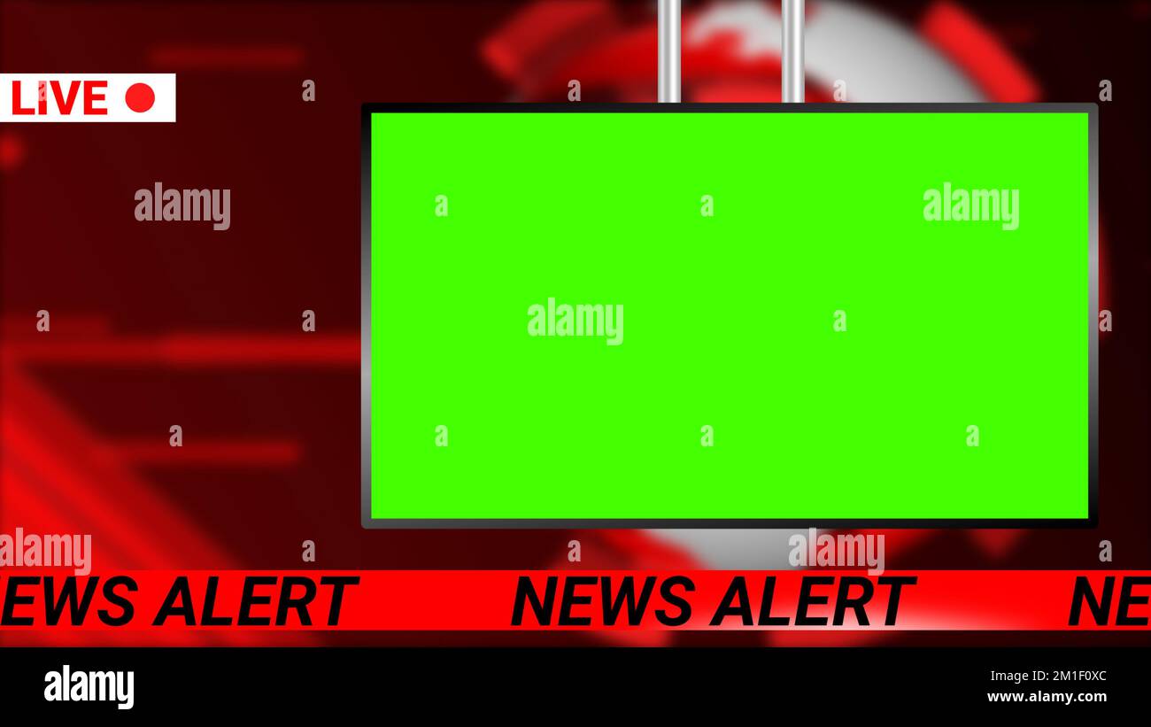 live, breaking, report and News background with green screen television ...