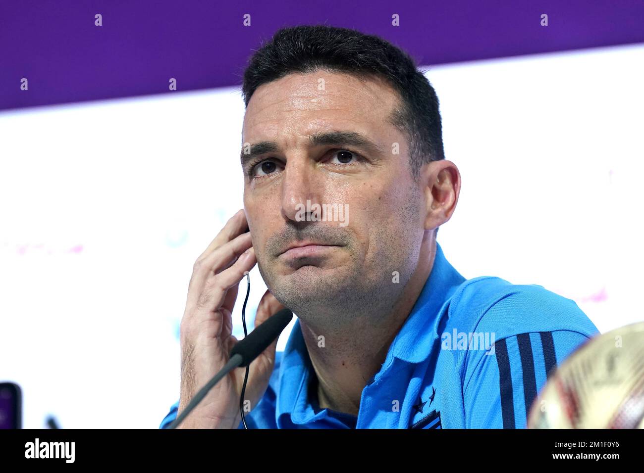 Argentina manager Lionel Scaloni during a press conference at the Main ...