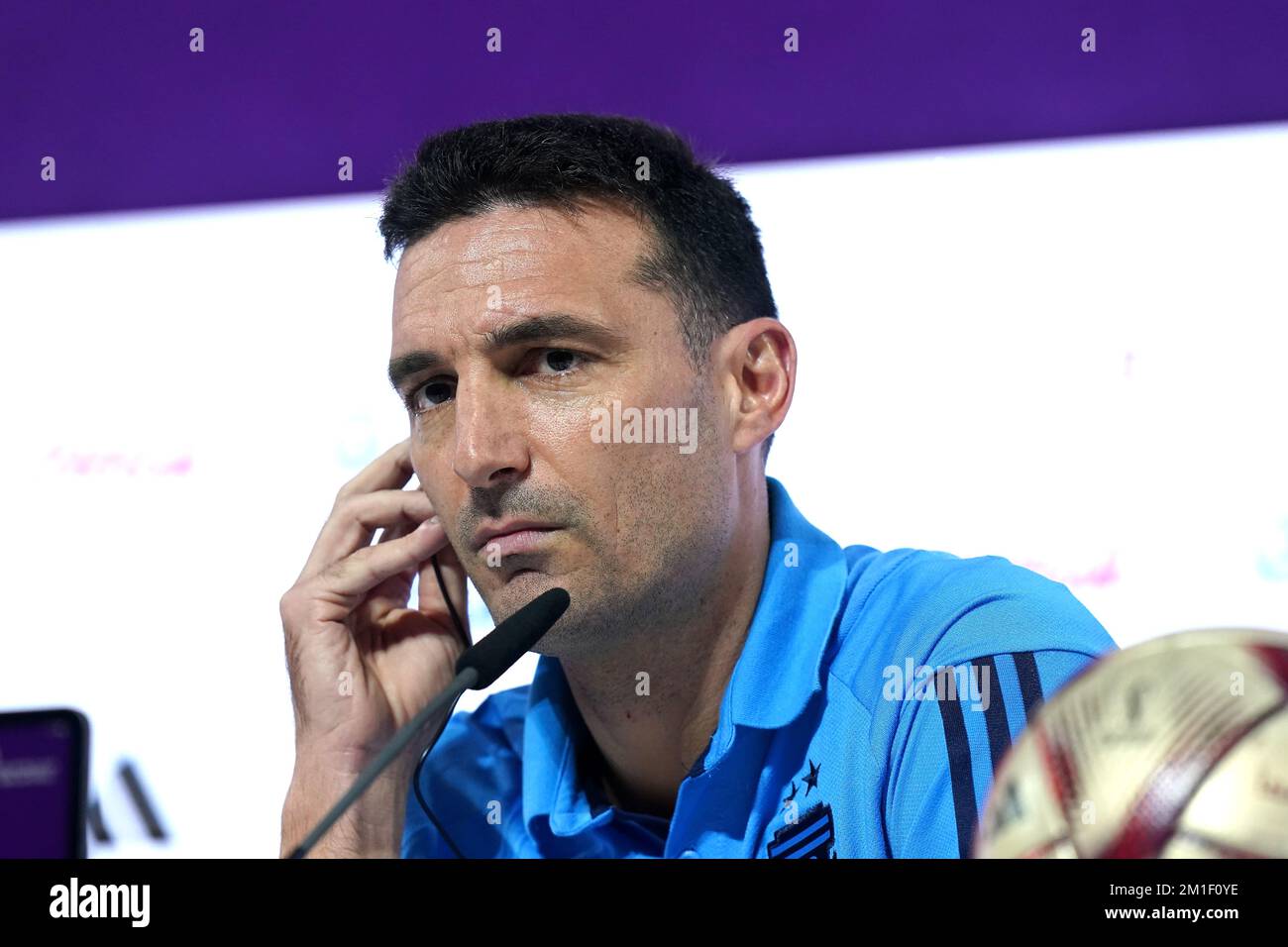Argentina manager Lionel Scaloni during a press conference at the Main ...