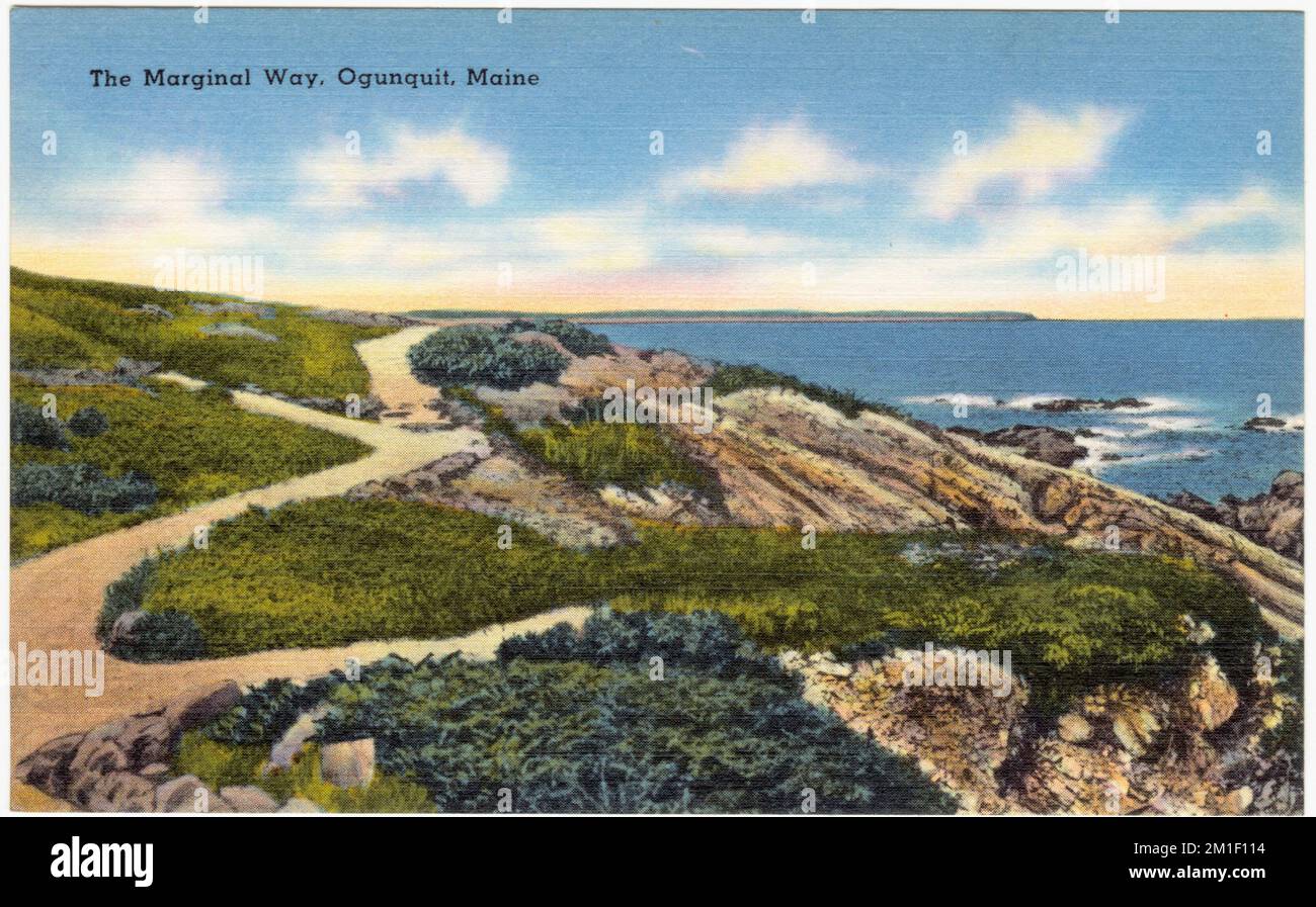 The Marginal Way, Ogunquit, Maine , Coastlines, Tichnor Brothers ...