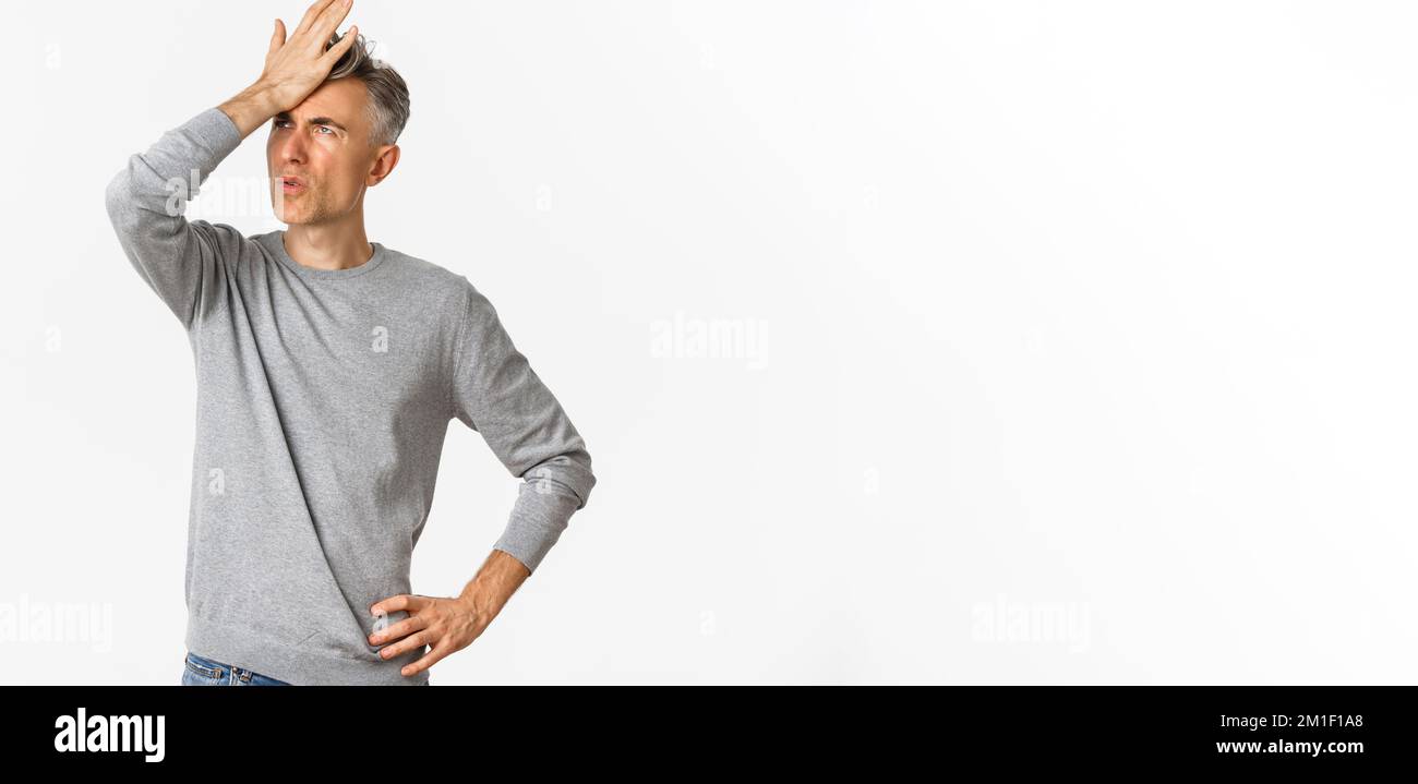 Image of frustrated and distressed middle-aged man, making facepalm and ...