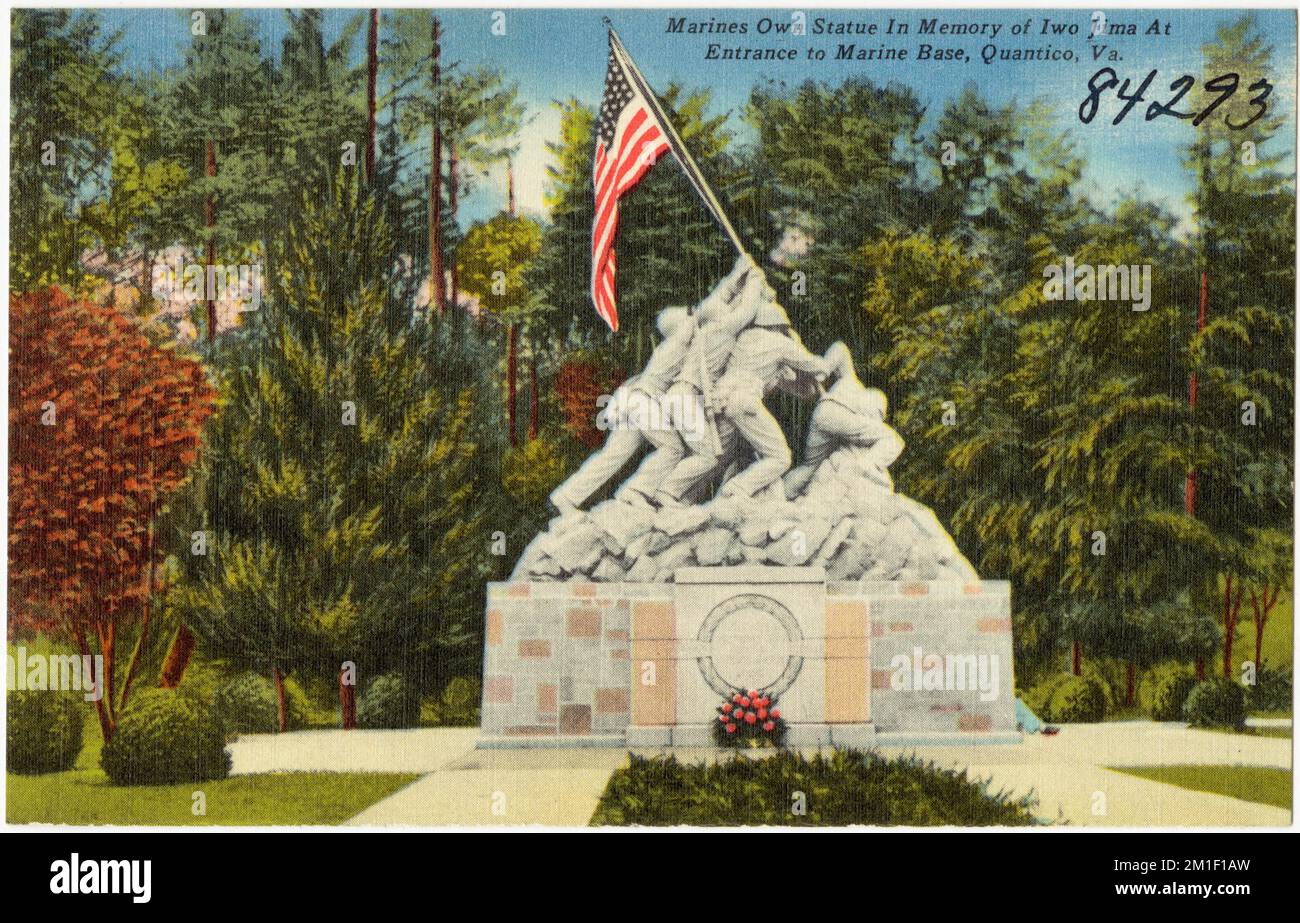 Marine Own Statue in memory of Iwo Jima at entrance to Marine Base ...