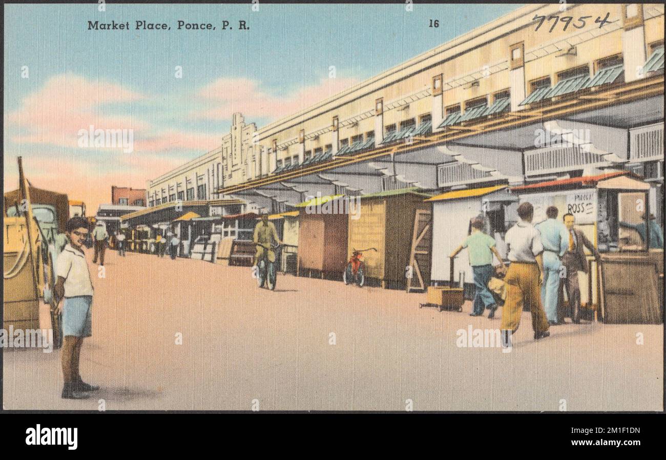 Market place, Ponce, P. R. , Markets, Tichnor Brothers Collection ...