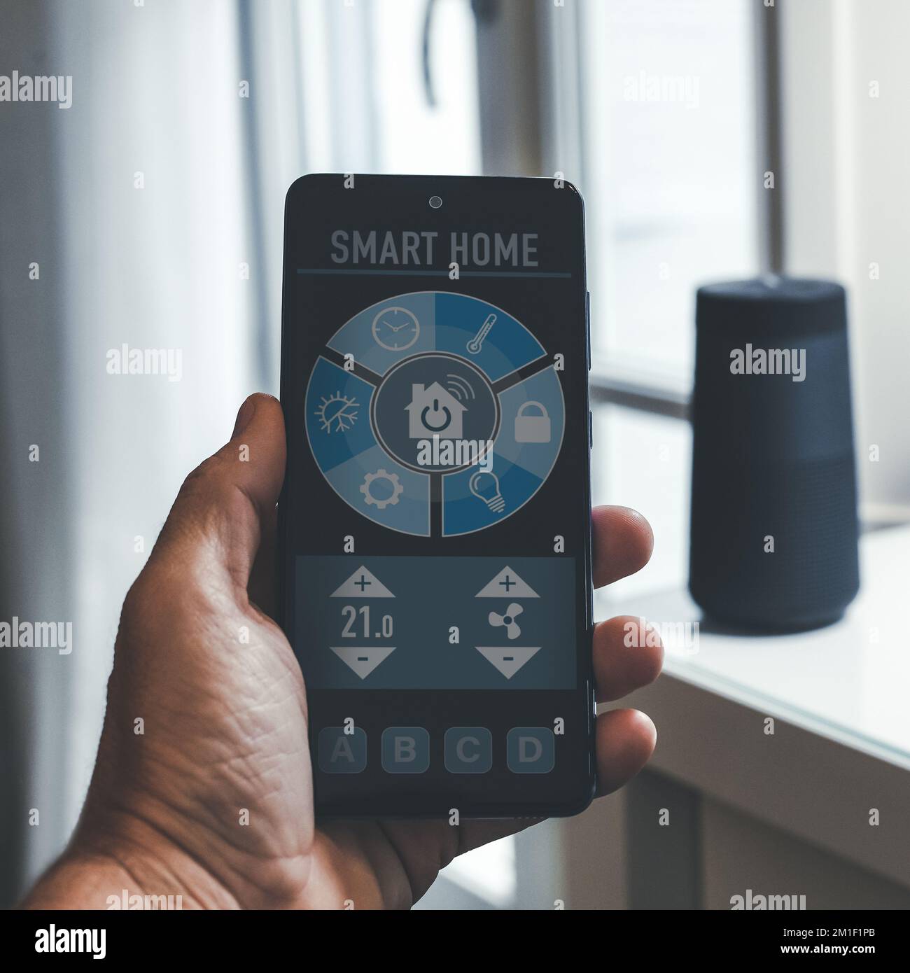 Smart home application on smartphone. Domotic, technology automation ...
