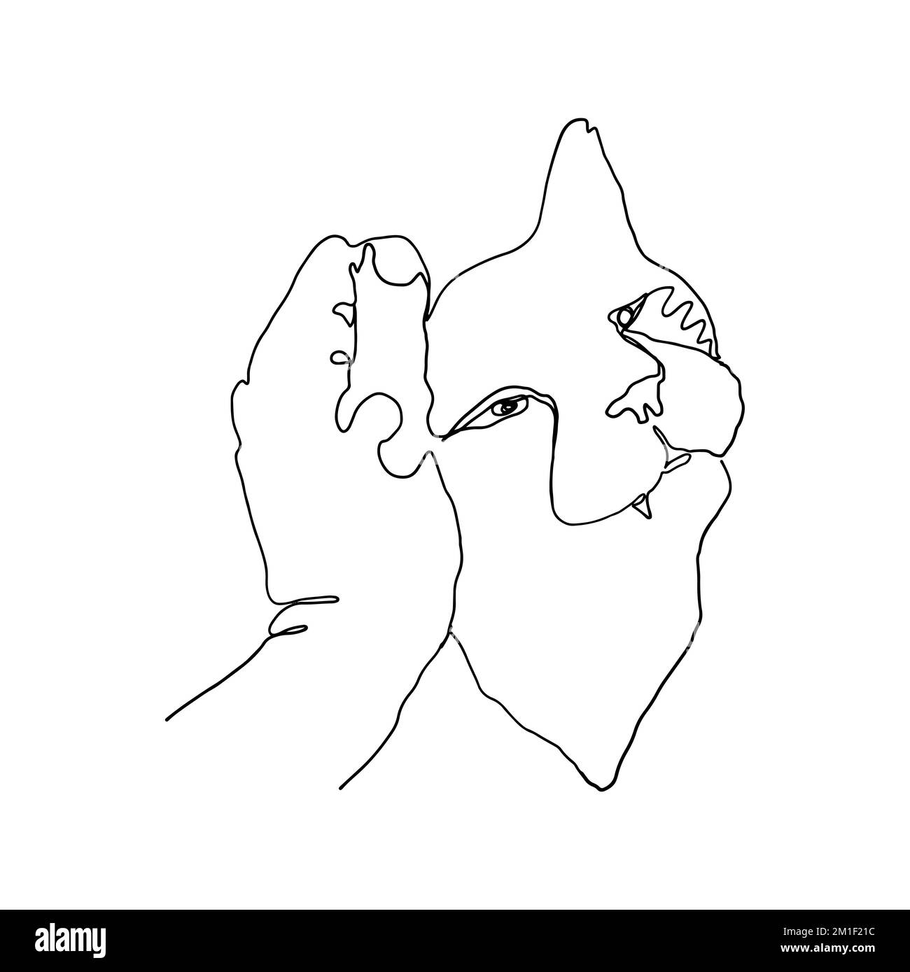 Human hand is petting cat single line drawing Stock Vector Image & Art ...