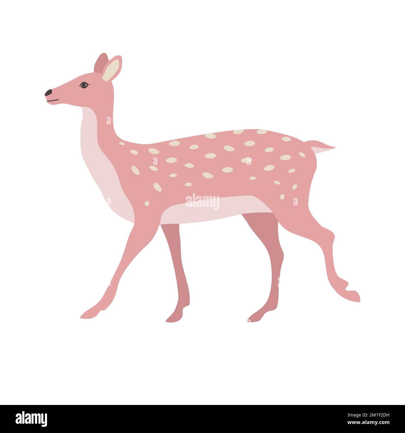 Vector hand drawn flat pink deer isolated on white background Stock ...