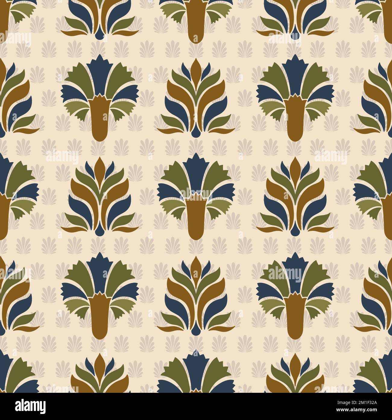 Seamless pattern floral plant symbol ornament. Floral elegant motif in ...