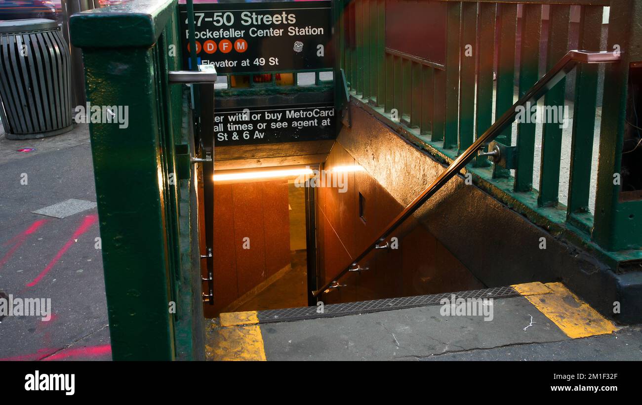 NEW YORK, NY, USA - DECEMBER 10, 2022: Subway entrance 47-50 ...