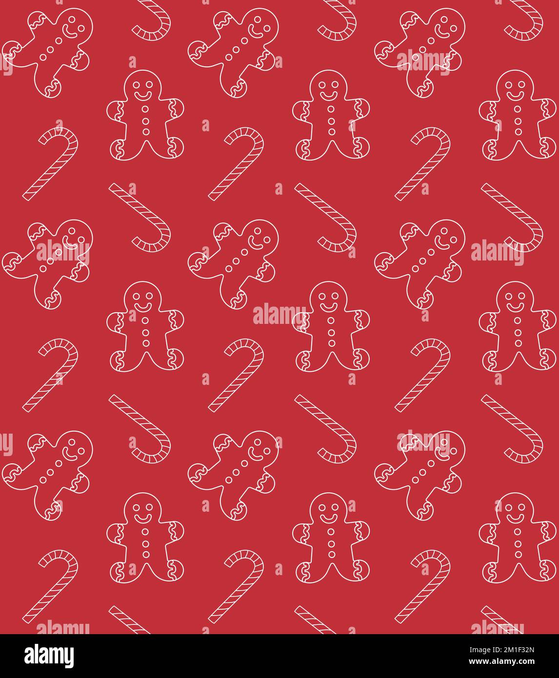 Vector seamless pattern of flat Christmas ginger bread man and mint ...
