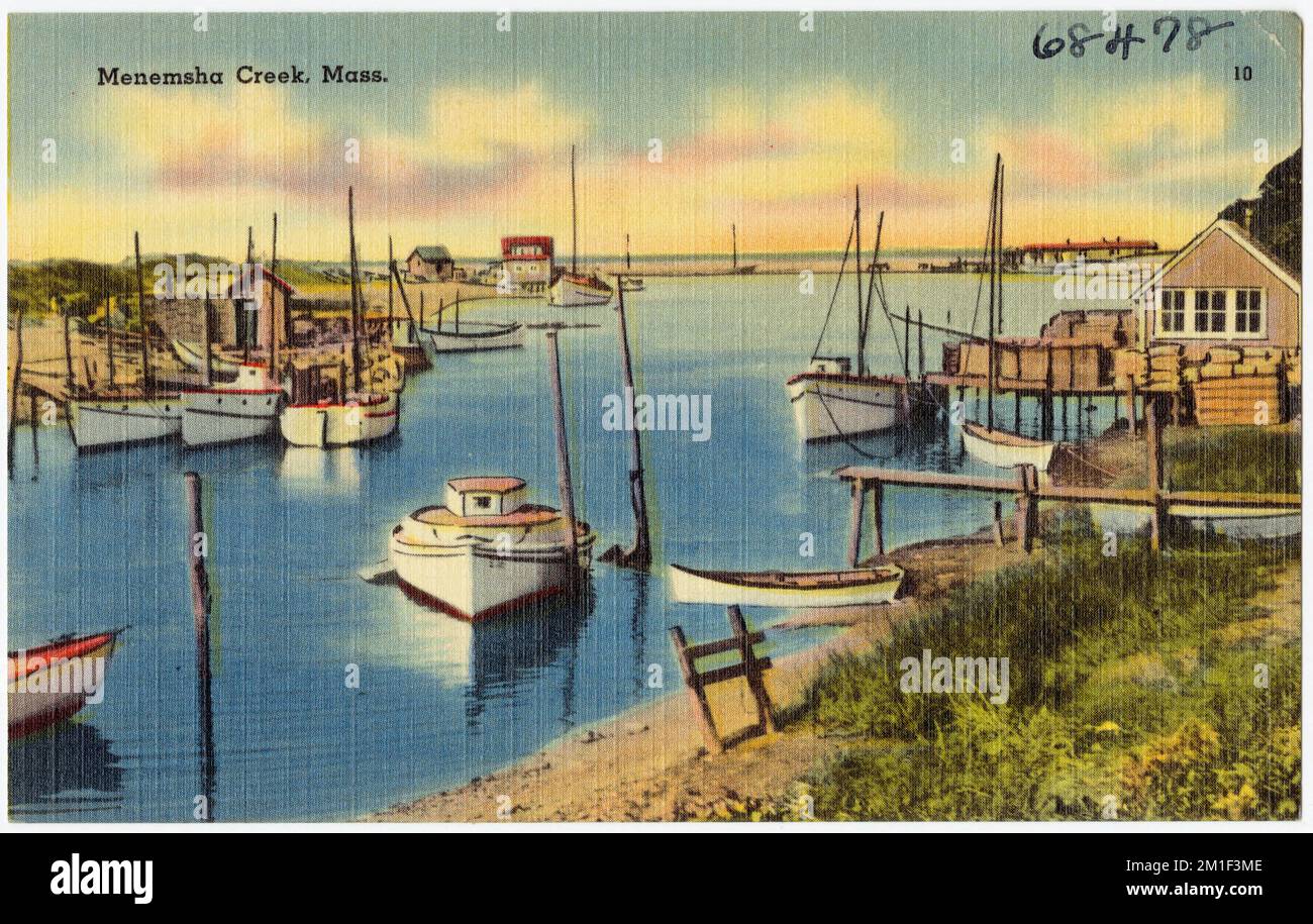 Menemsha Creek, Mass. , Piers & wharves, Boats, Streams, Tichnor ...