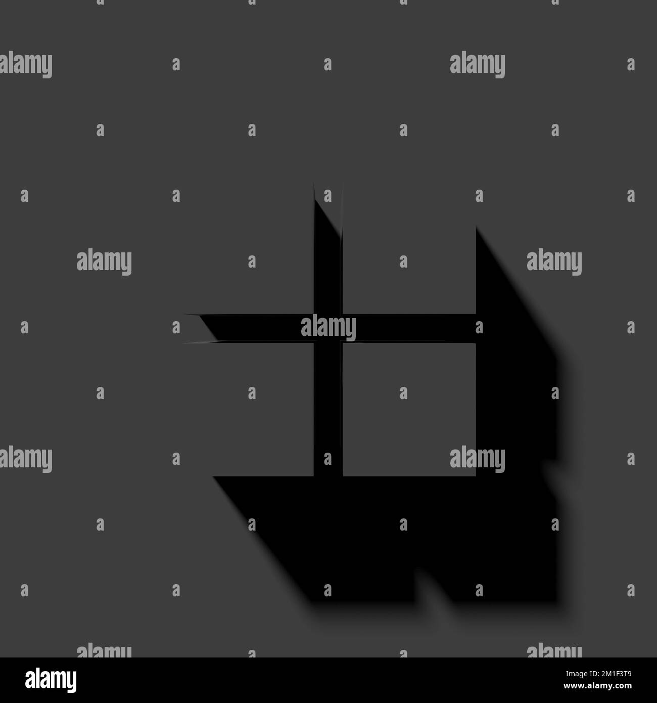 An illustration of a 3d black squares and its shadow on a black ...