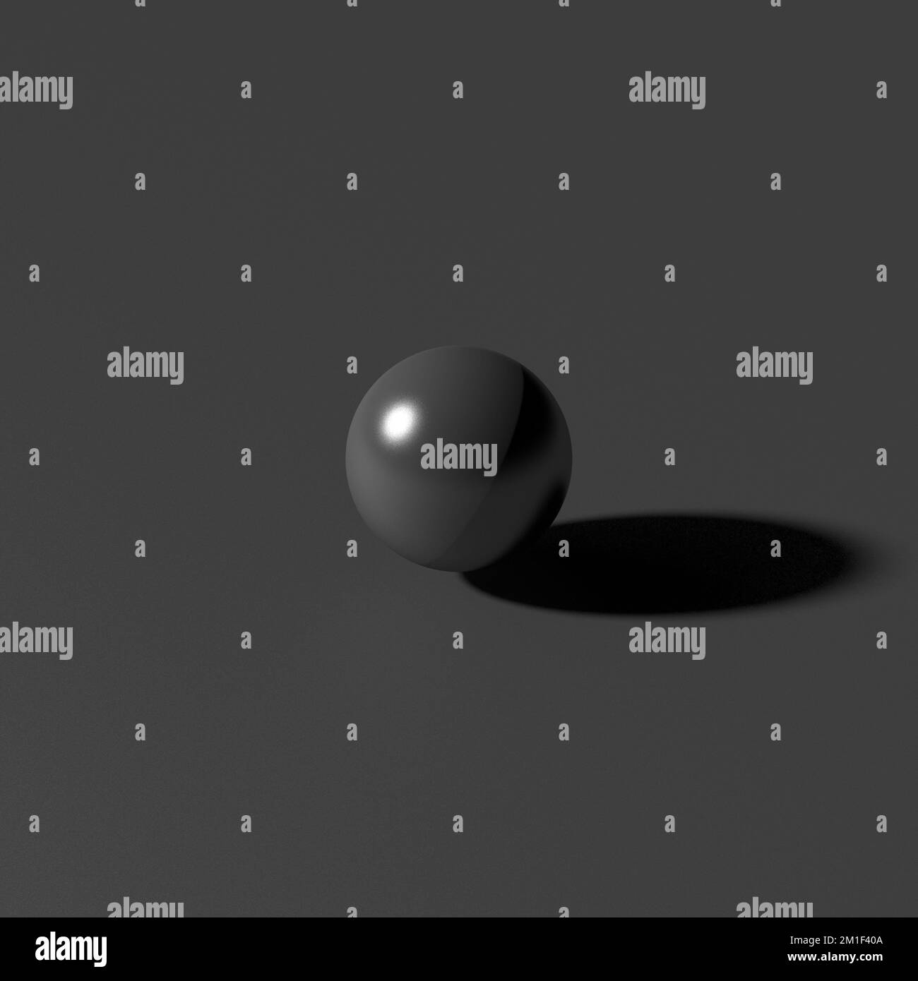 An illustration of a 3d black ball and its shadow on a black background ...