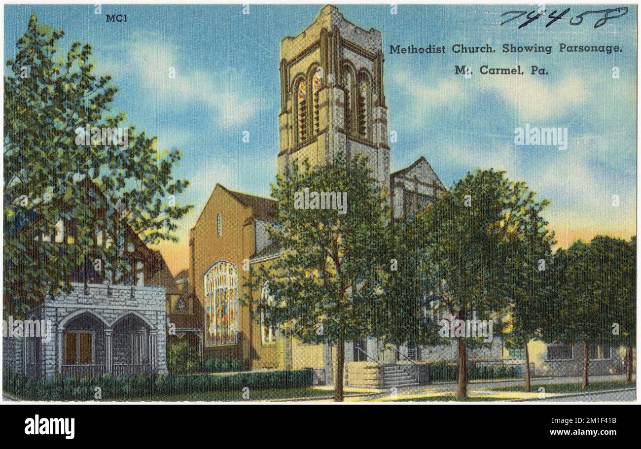 Methodist Church, showing parsonage, Mt. Carmel, PA. , Churches ...
