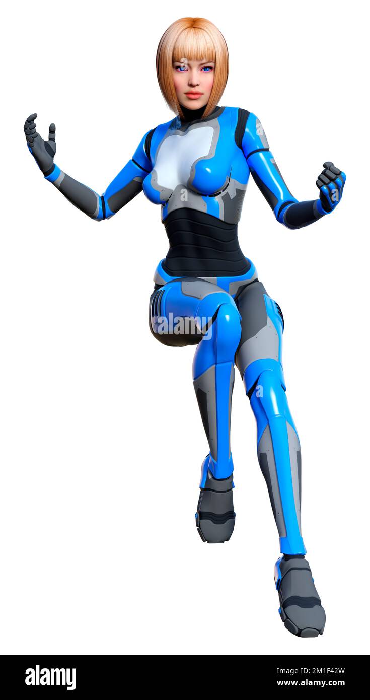 3D rendering of a female robot isolated on white background Stock Photo ...