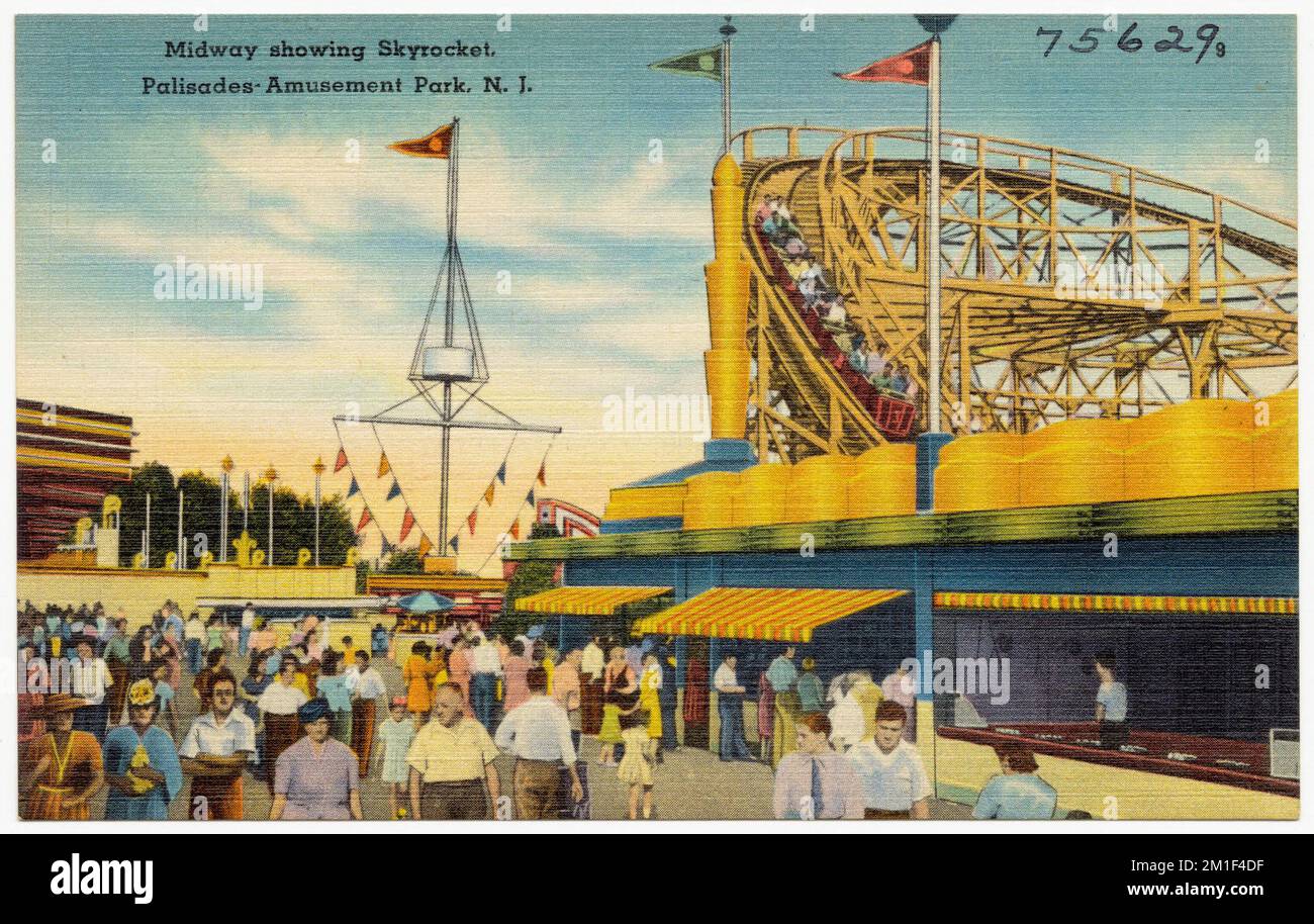 Midway showing Skyrocket, Palisades Amusement Park, N. J. , Amusement ...