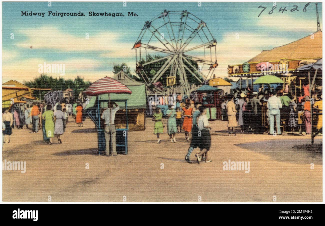Midway Fairgrounds, Skowhegan, Me. , Amusement parks, Tichnor Brothers ...