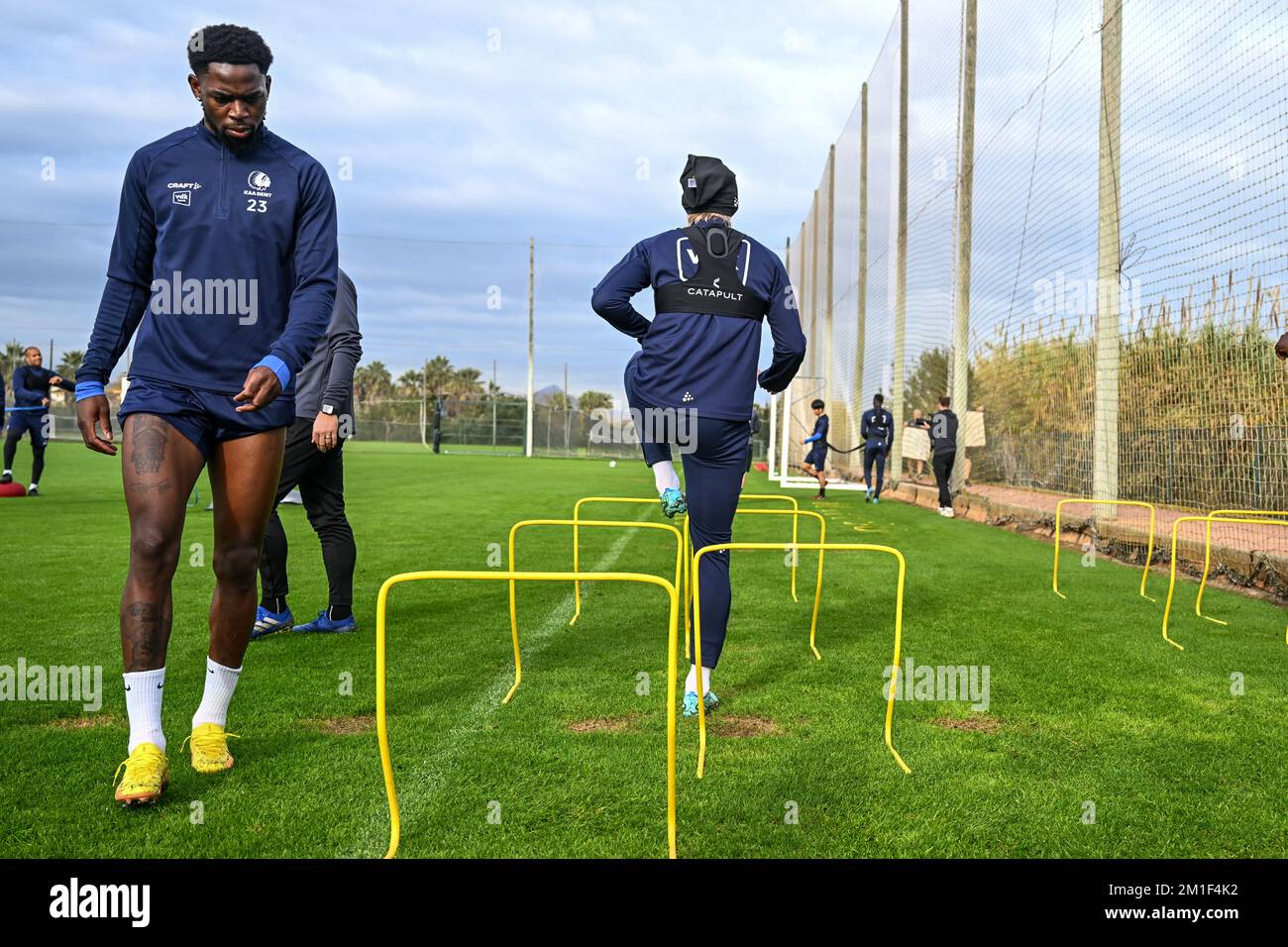 Gent's players pictured during a training session at the winter ...