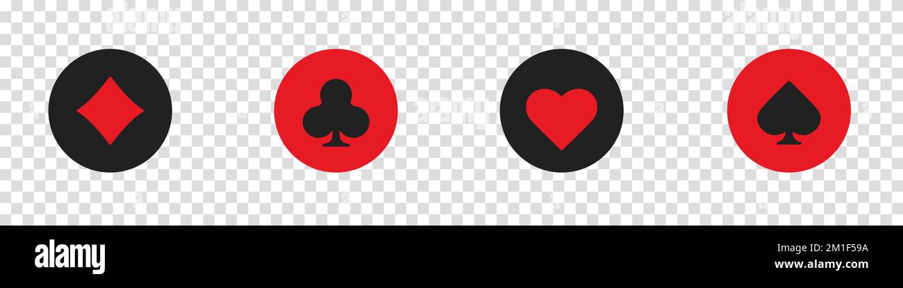 Set collection gambling sign symbol of playing card suits and chips for ...
