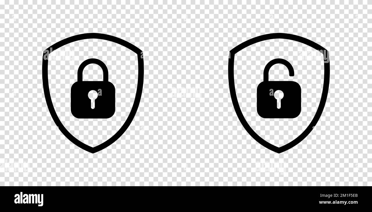 Set of Shield Lock and Unlock Icon. Symbol padlock. Vector sign Illustration Stock Vector Image ...