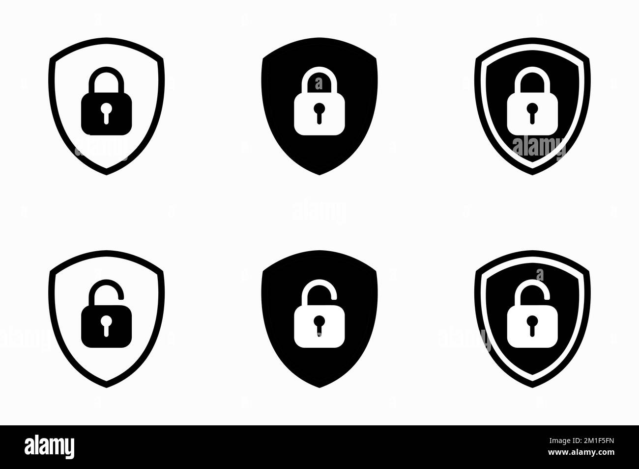 Set of Shield Lock and Unlock Icon. Symbol padlock. Vector sign ...