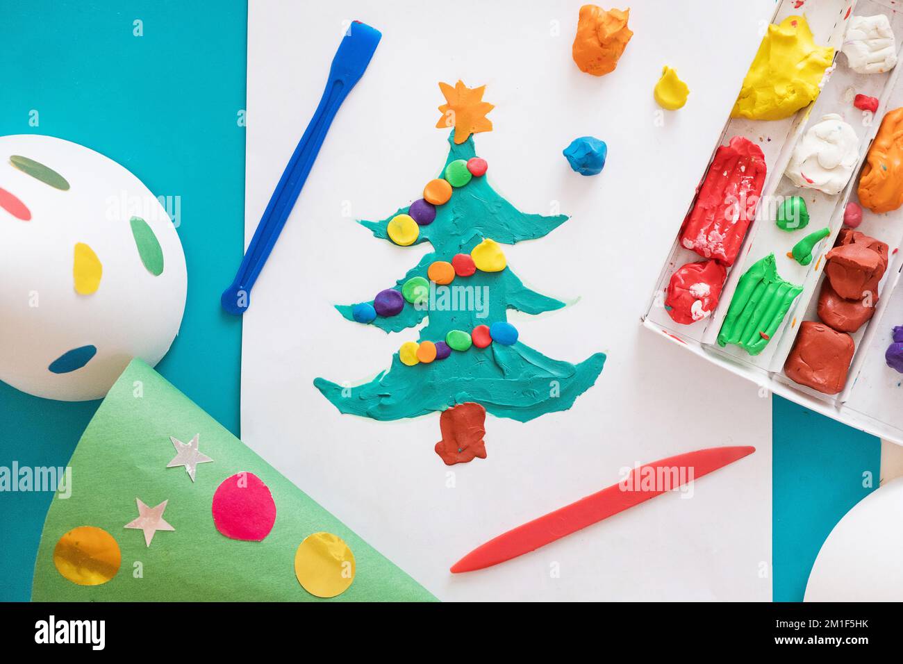 Making handmade Christmas cards. Childrens DIY concept. Little girl ...