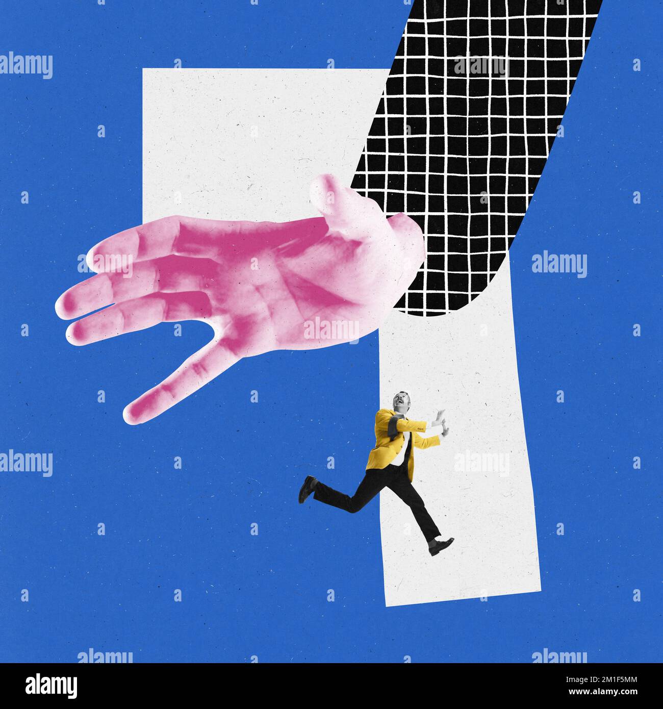 The pursuit. Conceptual contemporary art collage. Ideas, imagination ...