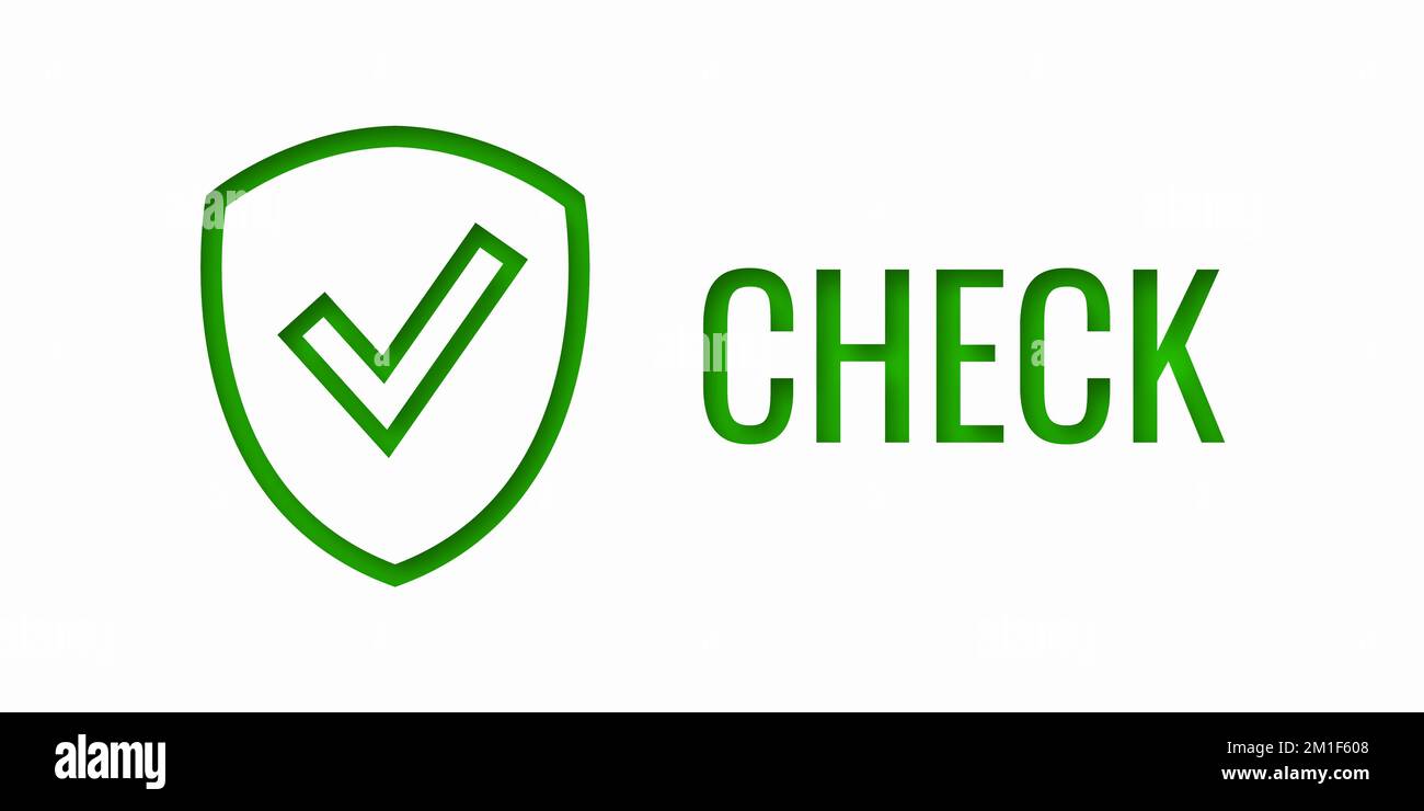 Banner shield check mark icon. Place for your text. Cope space. Vector ...