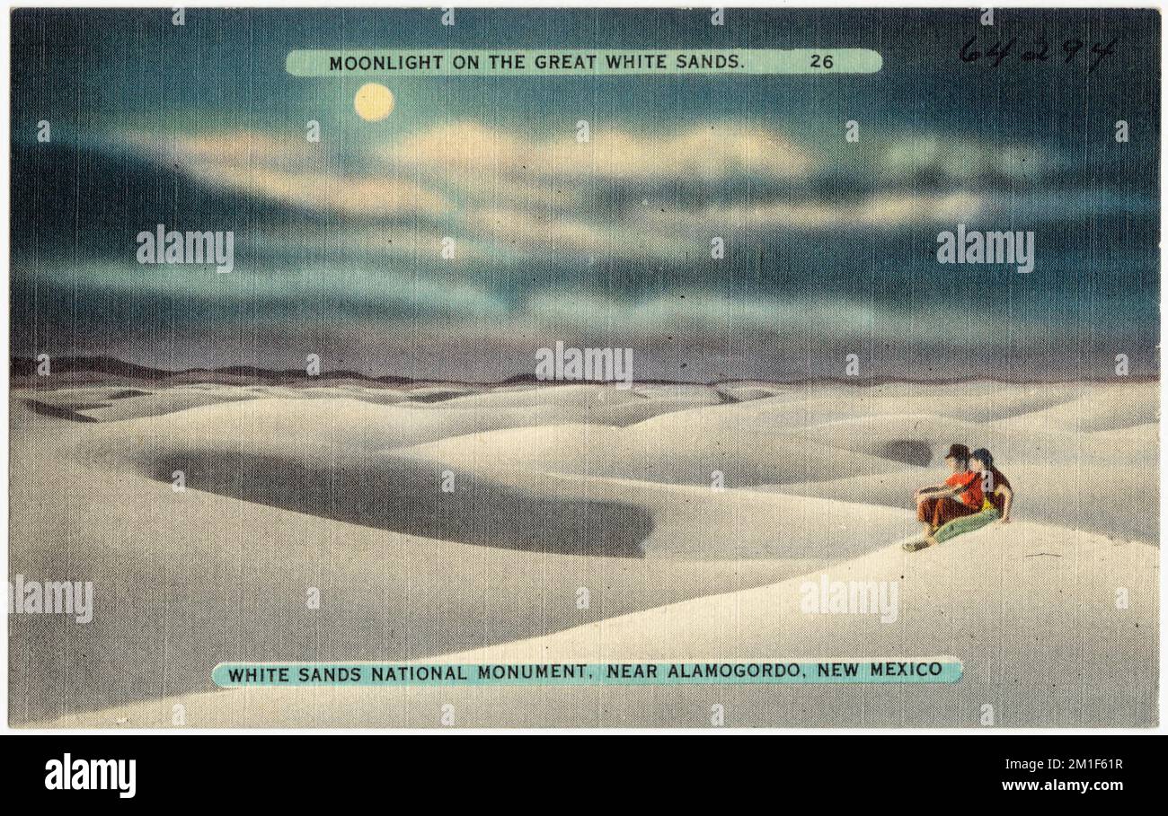 Moonlight on the great white sands. White Sands National Monument, near ...