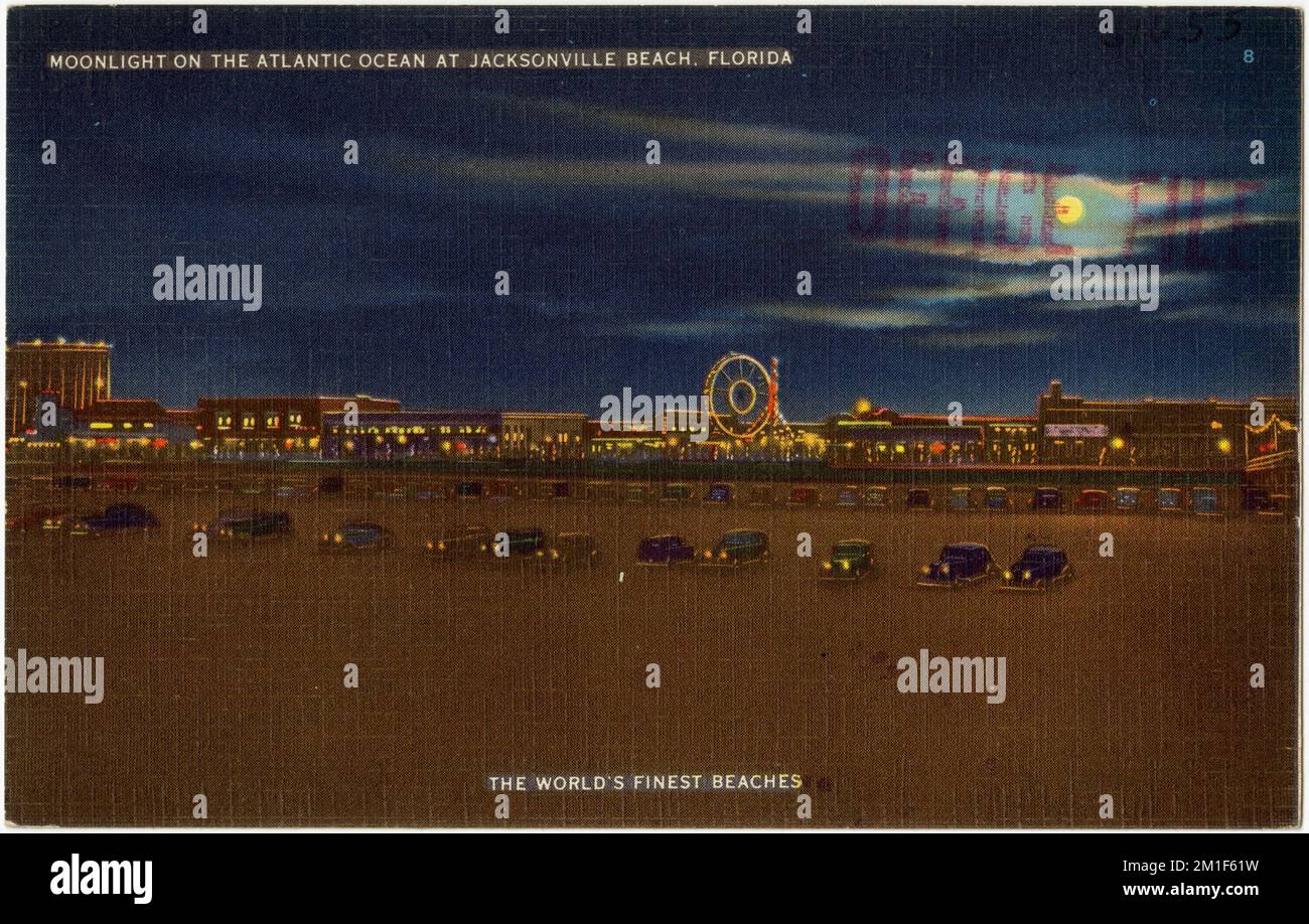 Moonlight on the Atlantic ocean at Jacksonville Beach, Florida ...