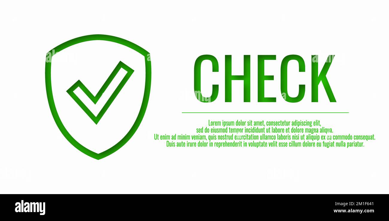 Banner shield check mark icon. Place for your text. Cope space. Vector ...