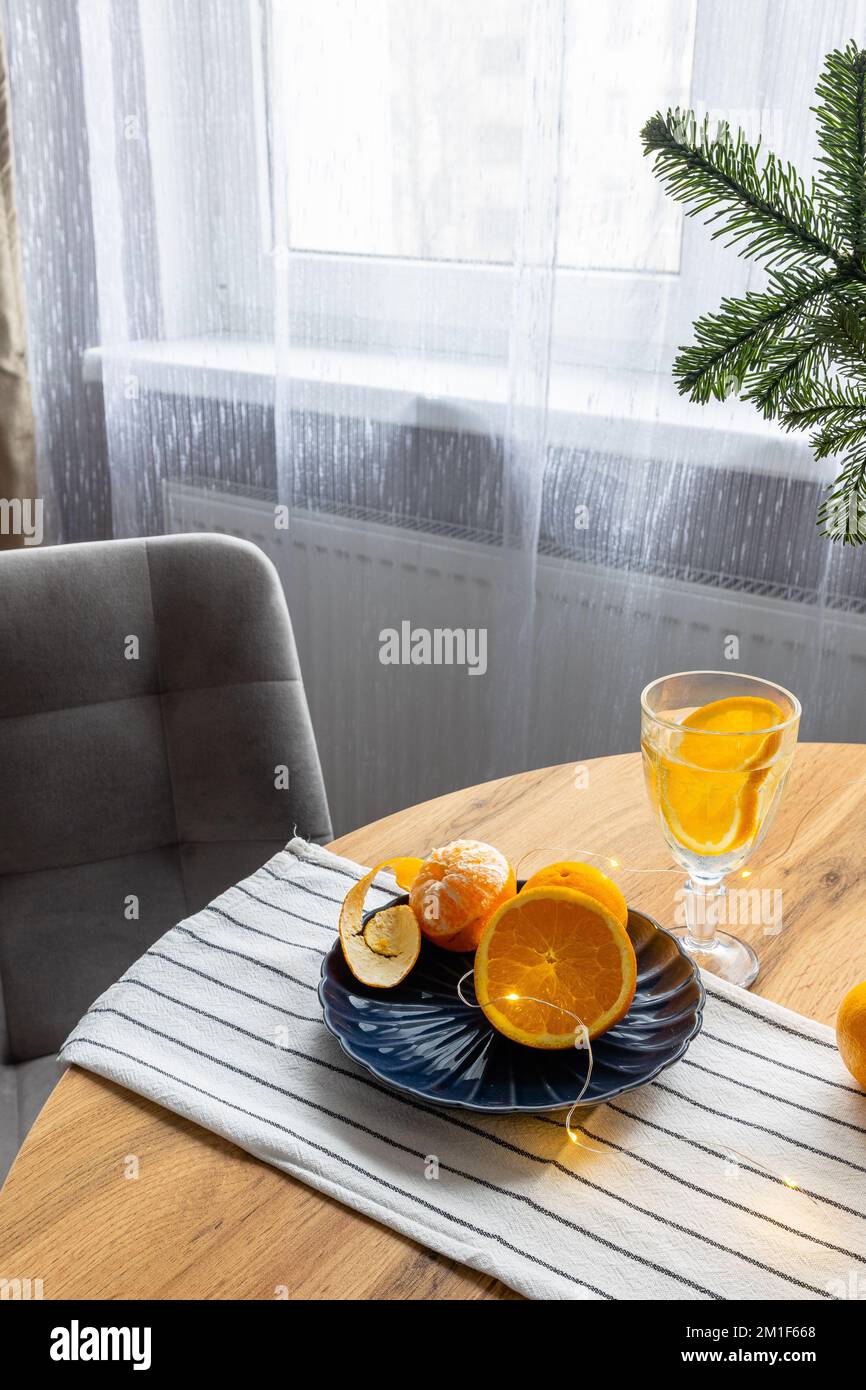 Photo of a cozy apartment with New Year decor Stock Photo - Alamy