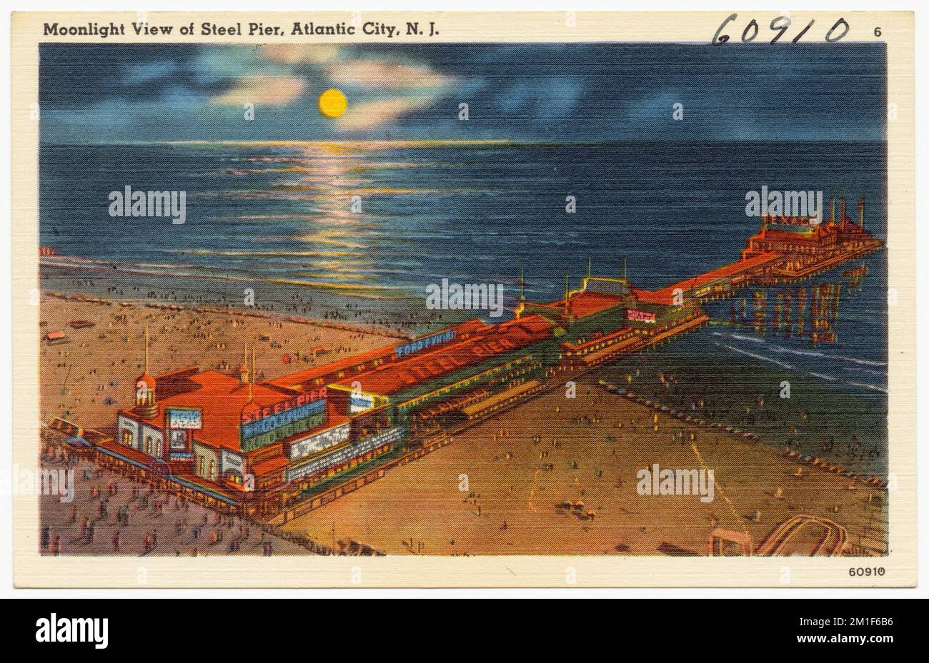 Moonlight view of Steel Pier, Atlantic City, N.J. , Beaches, Piers ...