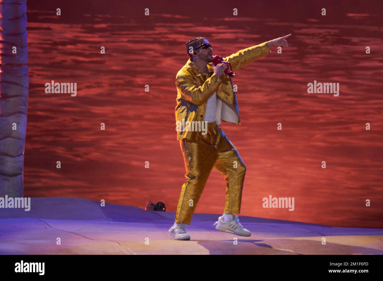Puerto Rican Rapper Bad Bunny performs during his World's Hottest Tour ...