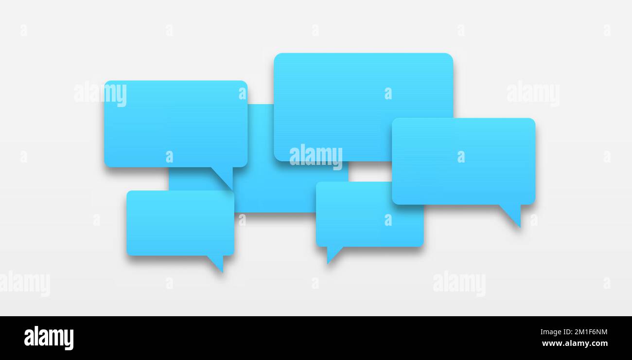 Set of blue speech bubbles icons. Communication between people, a kind ...
