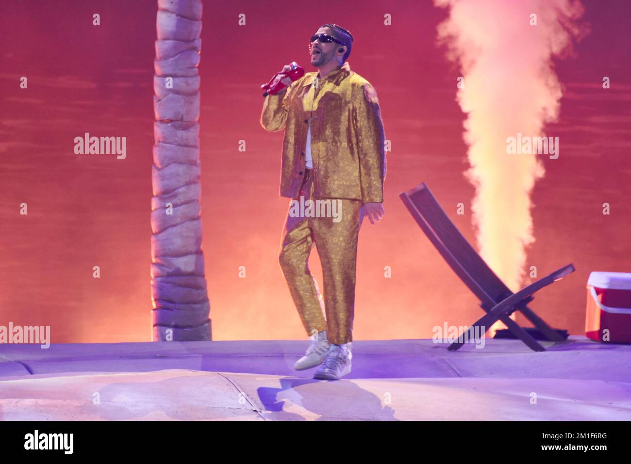 Puerto Rican Rapper Bad Bunny performs during his World's Hottest Tour ...