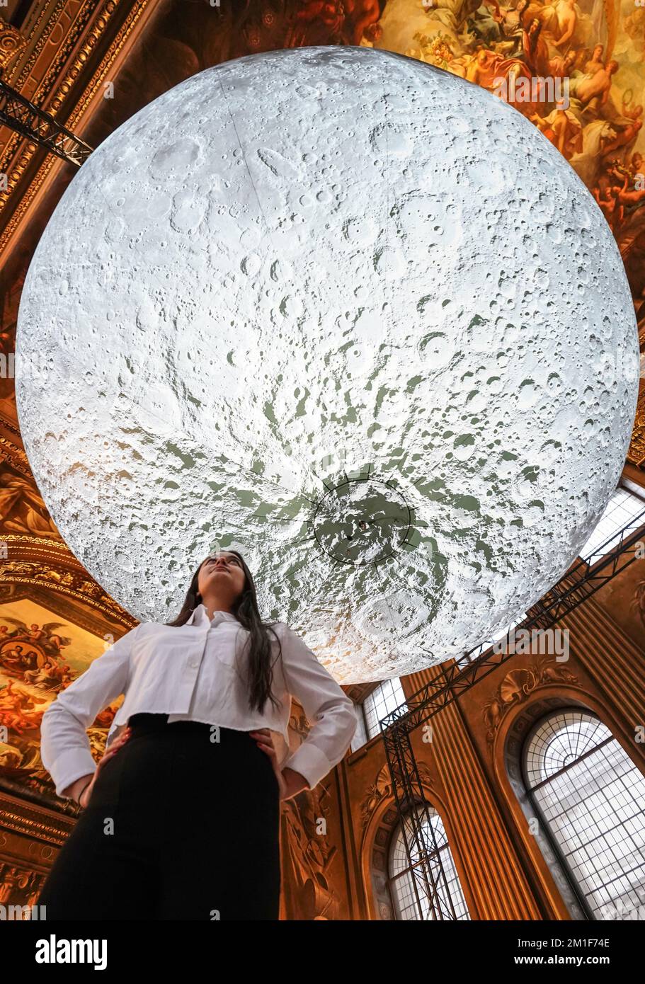 Visitors look at Luke Jerram's 'Museum of the Moon' in the , Painted ...