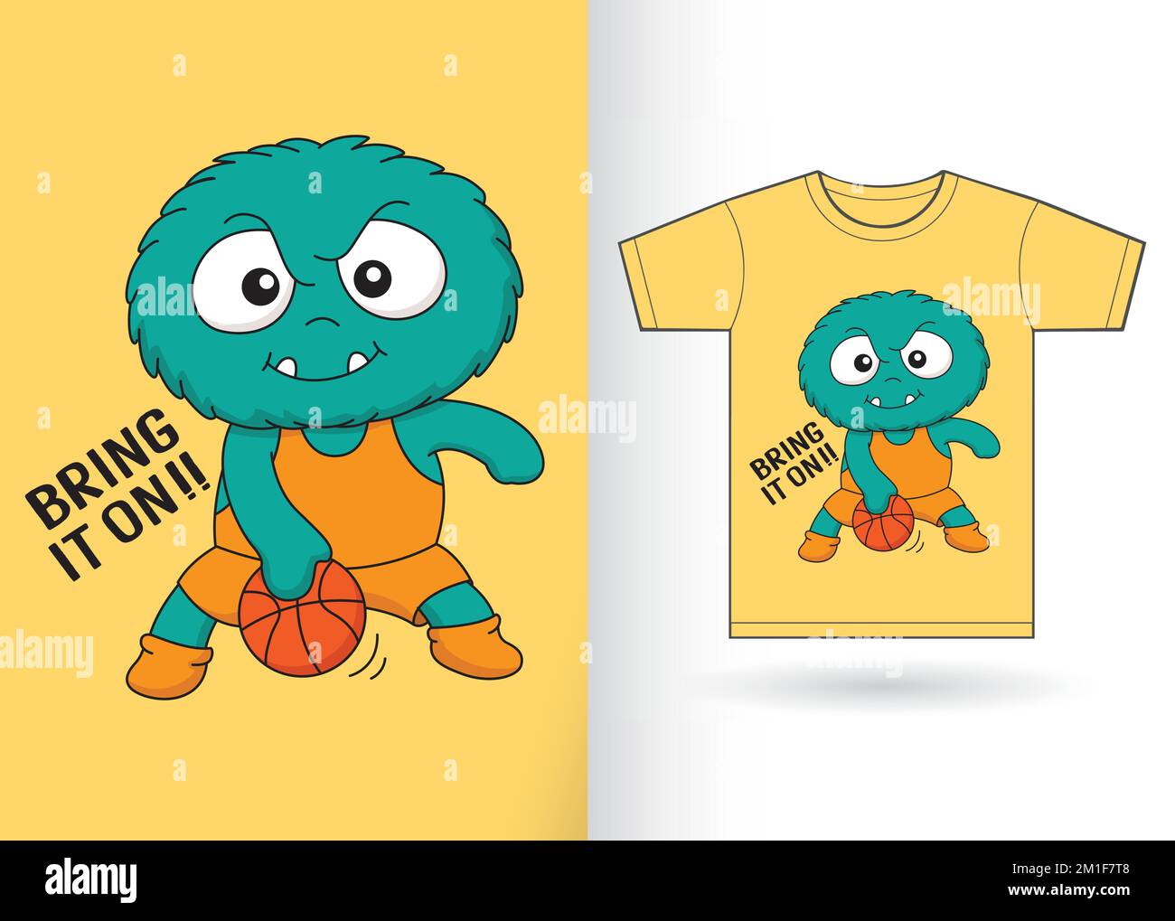 Basketball player monster for t shirt with template Stock Vector Image ...
