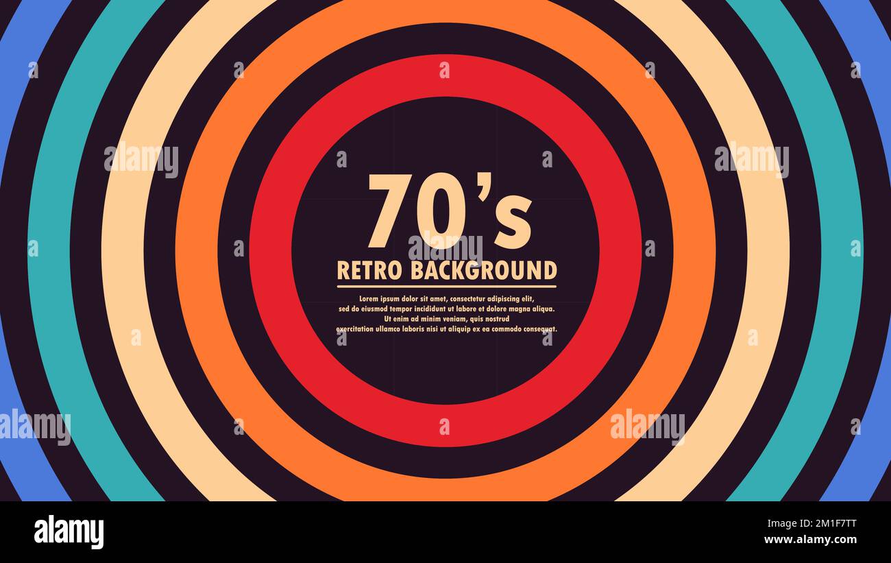 Abstract geometric 1970's background with retro colors and circles ...