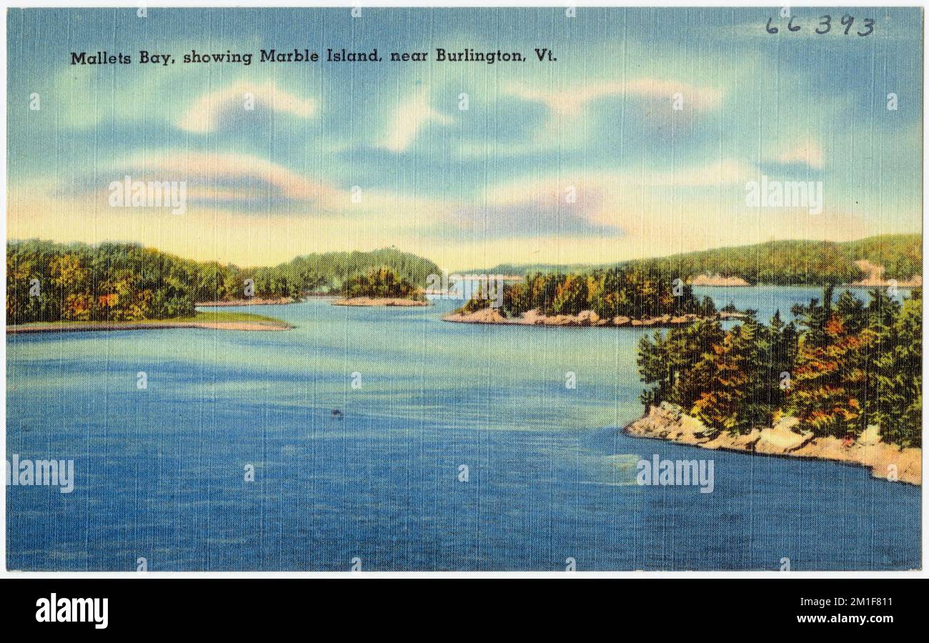 Mullets Bay, showing Marble Island, near Burlington, Vt. , Lakes ...