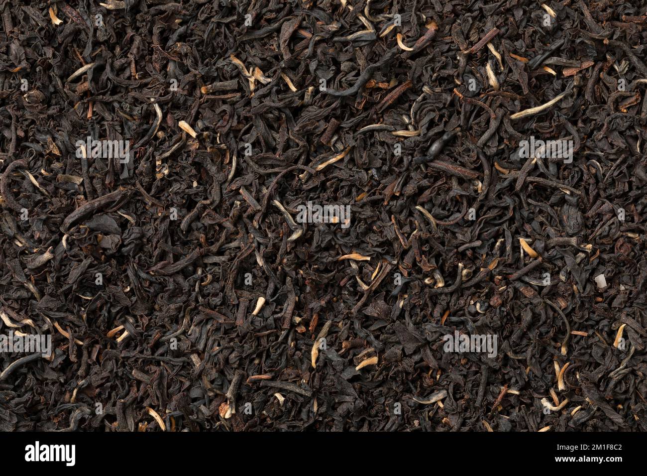 Golden Garden Estate Ceylon dried Tea leaves close up full frame as ...