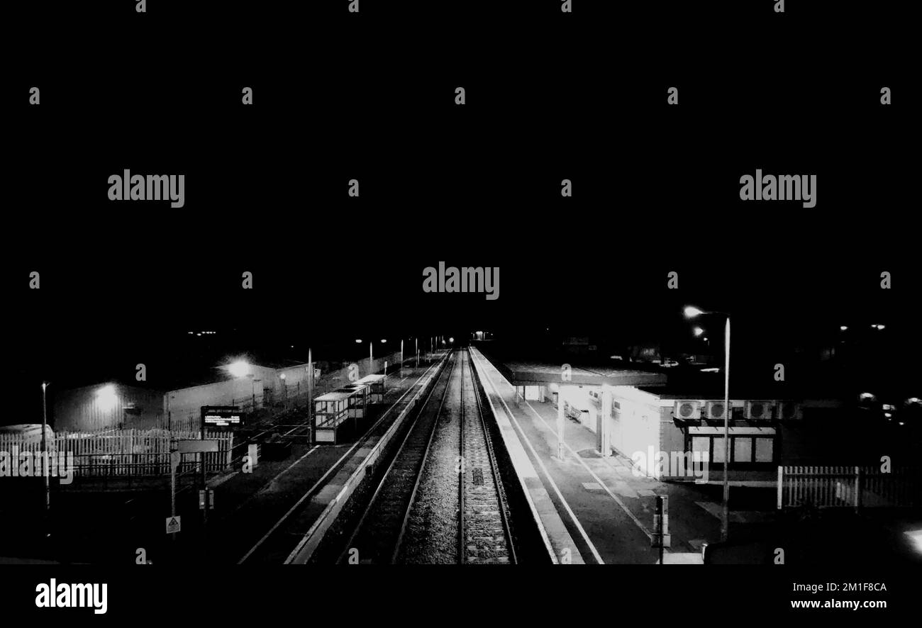 Whitland railway station at night Stock Photo - Alamy