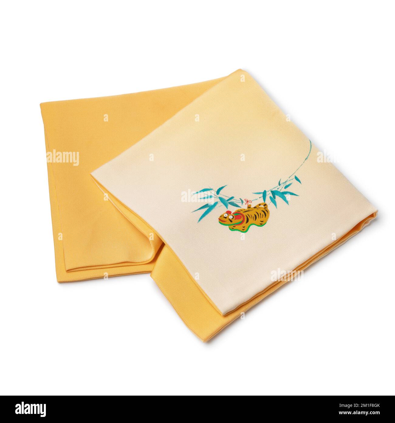 Traditional Japanese silk fukusa used at the tea ceremony isolated on ...