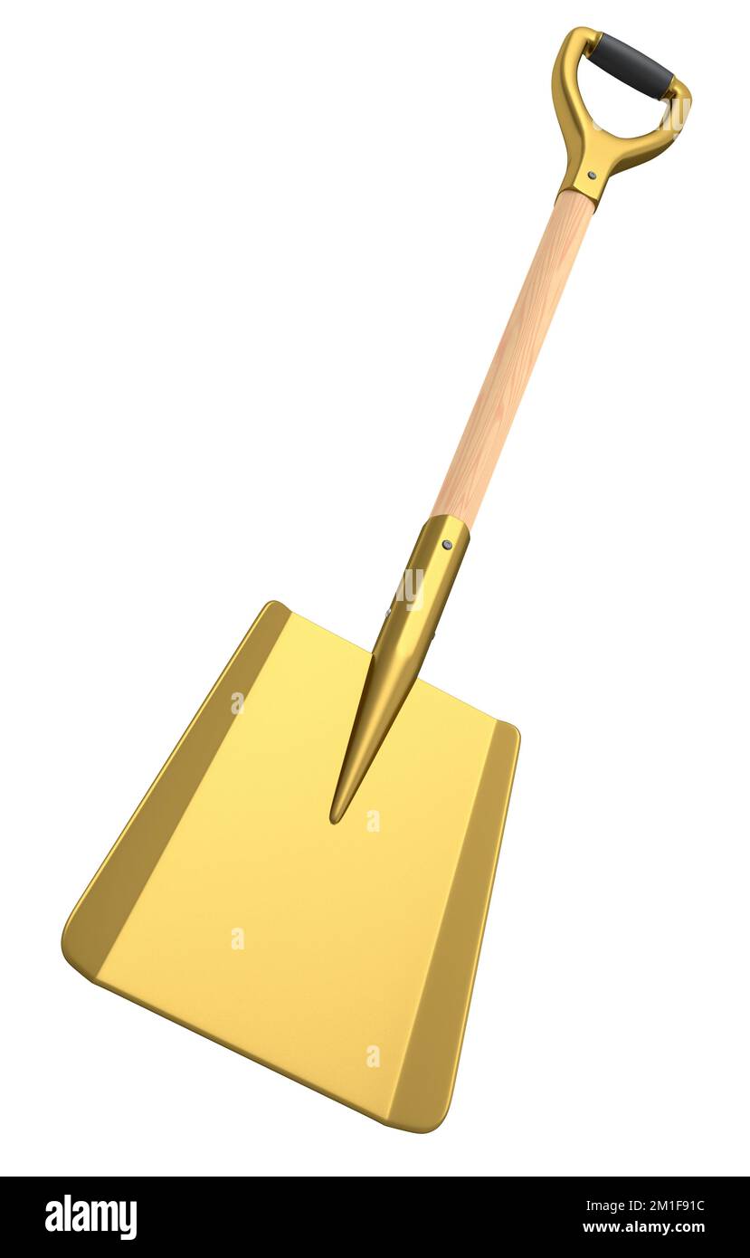 Garden shovel with wooden handle isolated on white background. 3d ...