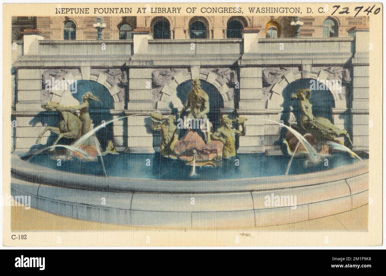 Neptune fountain at Library of Congress, Washington, D. C. , Public ...