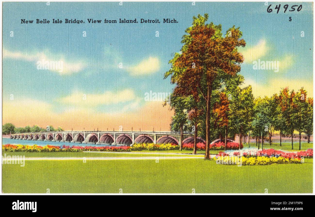 New Belle Isle Bridge, view from island, Detroit, Mich. , Parks ...