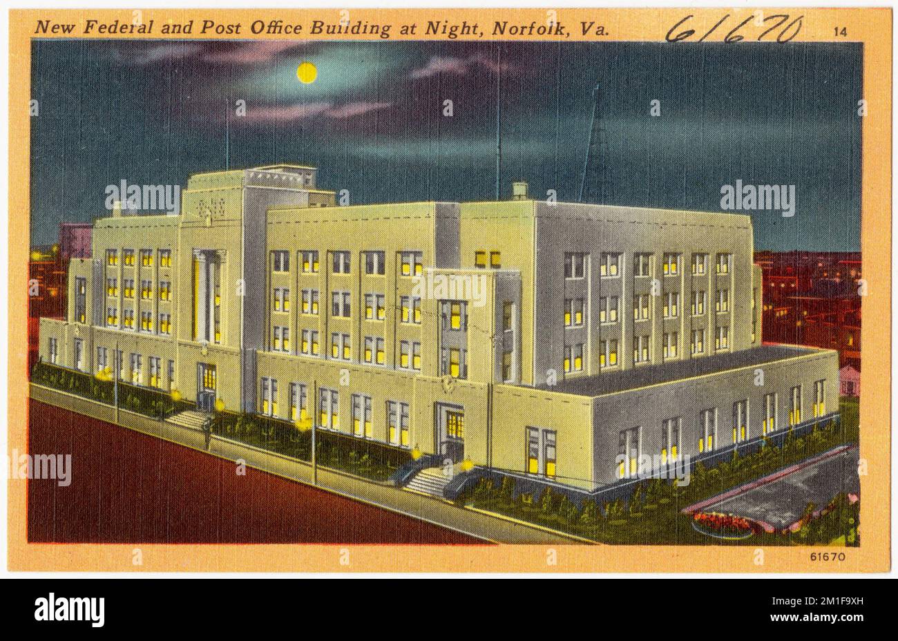 New Federal and post office building at night, Norfolk, Va. , Post ...