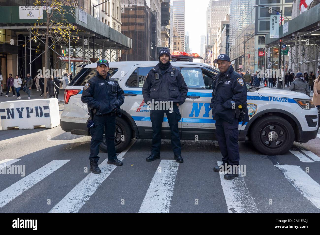 New York, United States. 04th Dec, 2022. NYPD Police Officers stand on ...