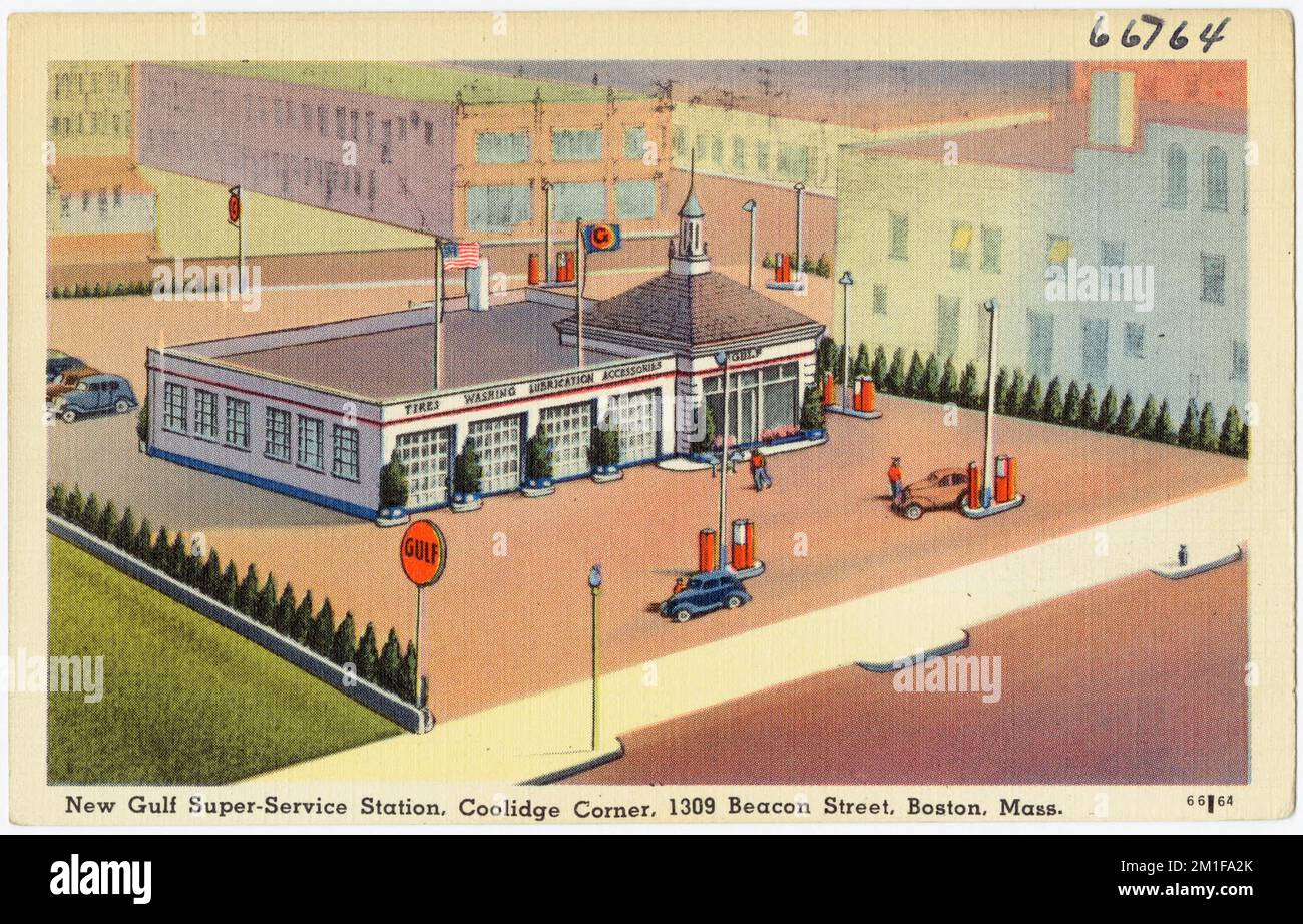 New Gulf Super-Service Station, Coolidge Corner, 1309 Beacon Street ...